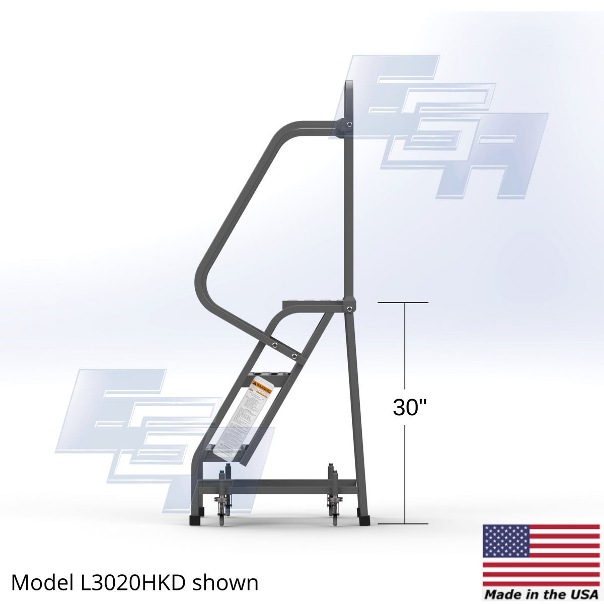 Industrial Rolling Ladder | 3 Steps 16" Wide Tread
